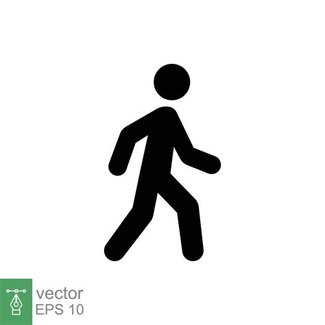 Walk Icon Simple Solid Style Pedestrian Walking Man Pictogram Human Side Walkway Concept