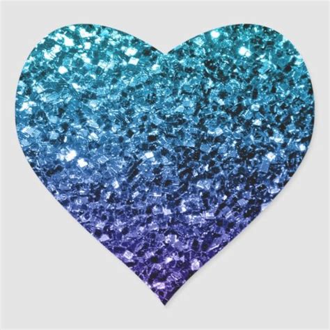 Dark Blue Deep Shiny Faux Glitter Sparkles Heart Sticker Zazzle