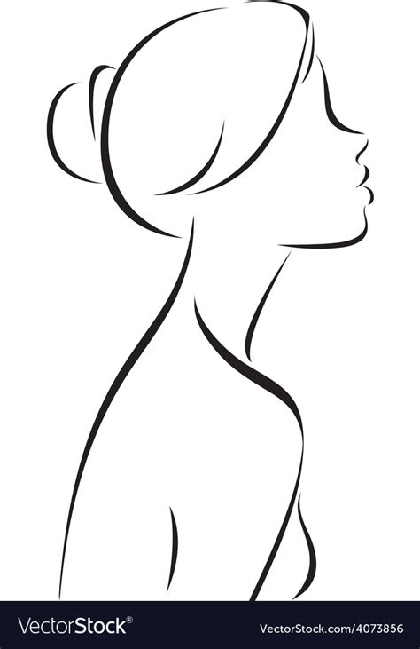 Line Drawing Women Profile Royalty Free Vector Image