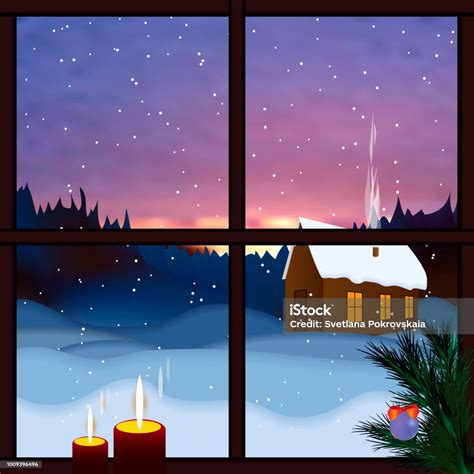 겨울 창입니다 눈 풍경 창에서 보기입니다 떨어지는 눈 겨울 새벽 눈 숲 기쁜 성 탄과 새 해 복 많이 받으세요 인사 엽서입니다 창 산 나무 크리스마스 배경 눈 냉동상태의