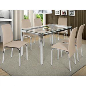 Conjunto Sala De Jantar Mesa Tampo De Vidro E 6 Cadeiras Barcelona Ciplafe Leroy Merlin