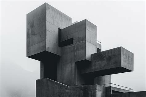 Premium Ai Image Cubic Modern Brutalism Architecture Illustration