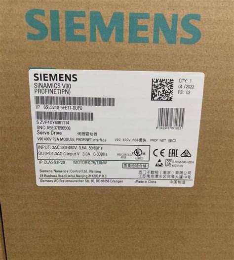 原装西门子v90 400v驱动器6sl3210 5fe10 4uf04ufo 04kw现货