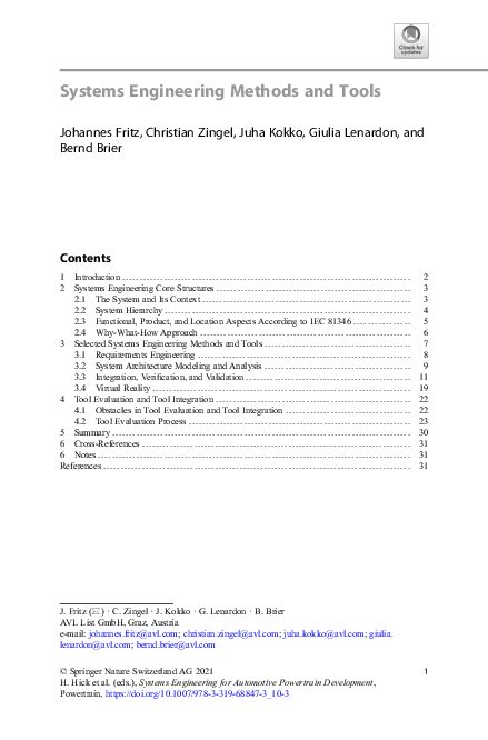 Pdf Systems Engineering Methods And Tools