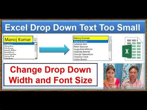 How To Change Drop Down Width And Font Size In Excel How To Increase The Size Of Drop Down