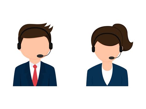Customer Service Male And Female Call Center Avatars 1409905 Vector Art At Vecteezy