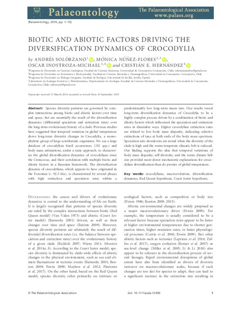 Pdf Biotic And Abiotic Factors Driving The Diversification Dynamics