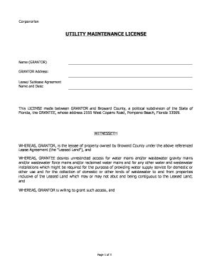 Fillable Online Broward UCP Utility Maintenance License WWS Utility