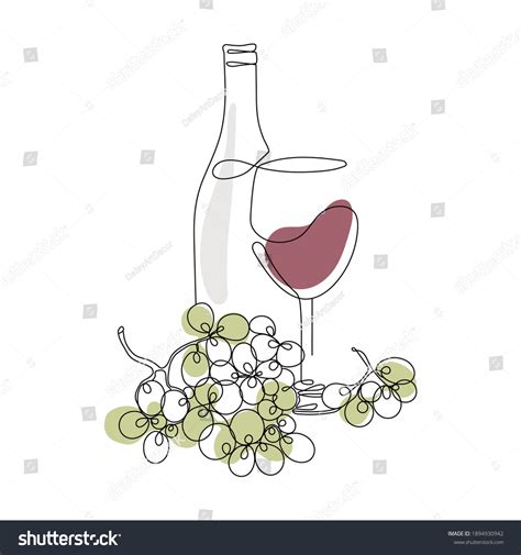 Continuous One Line Drawing Bottle Wine Stock Vector Royalty Free