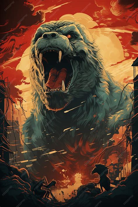 Premium Ai Image Kingkong Vs Godzilla With A Surrealistic Style