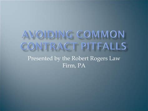 avoiding common contract pitfalls ppt