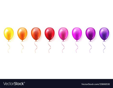 Realistic Colorful Glossy Flying Air Balloons Set Vector Image