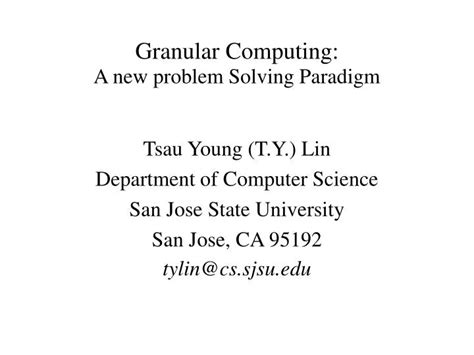 Ppt Granular Computing A New Problem Solving Paradigm Powerpoint