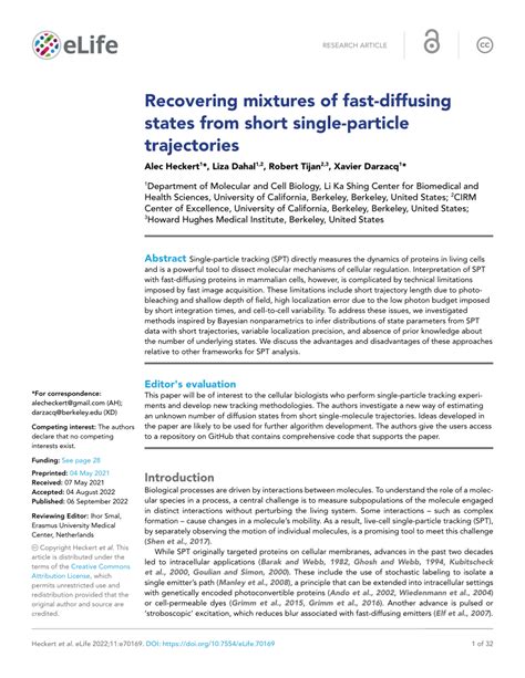 pdf recovering mixtures of fast diffusing states from short single