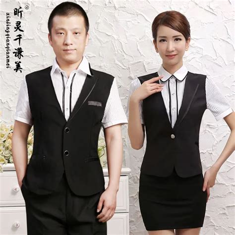 Hotel Uniform Summer Female Cashier Work Cafe Restaurant Waiter Short