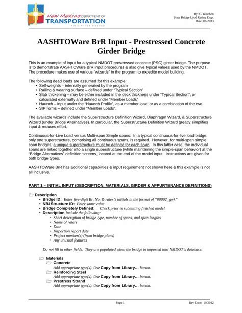 pdf aashtoware brr input prestressed concrete girder bridge