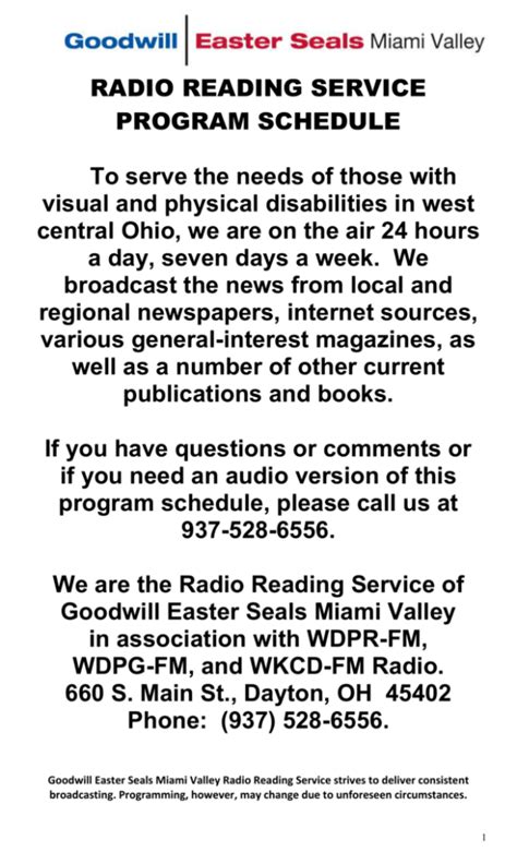 Radio Program Schedule Dayton