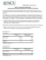 Edr Week Assignment Worksheet Pdf Edr Statistics Ii Week