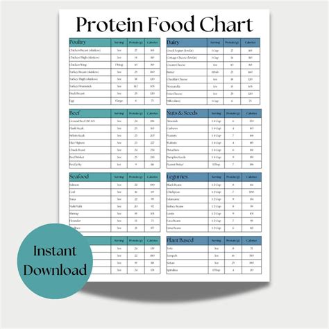 Protein Cheat Sheet Etsy