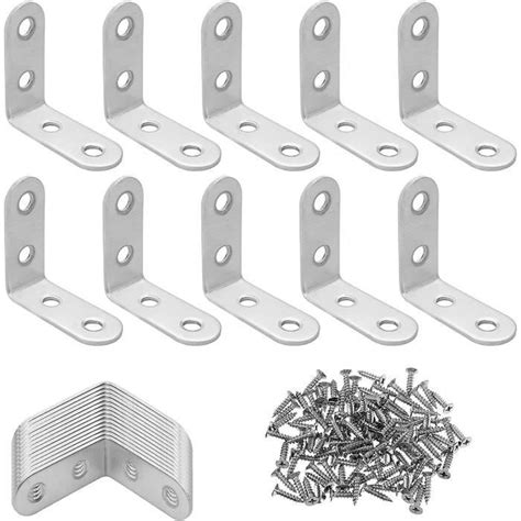 Lot De Équerres D Angle En Acier Inoxydable En Forme De L Degrés Avec Vis Pour Fixation