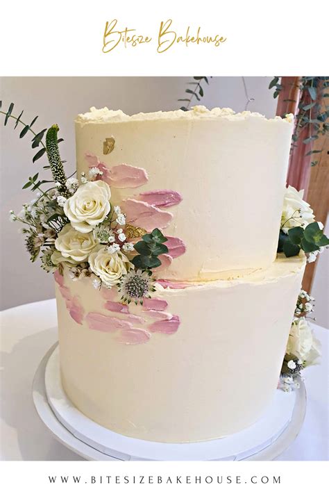 Simple Floral Boho Two Tiered Wedding Cake Design I Bitesize Bakehouse