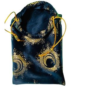 Velvet Tarot Card Bag Ultra Plush Velvet With Golden Foil Designs