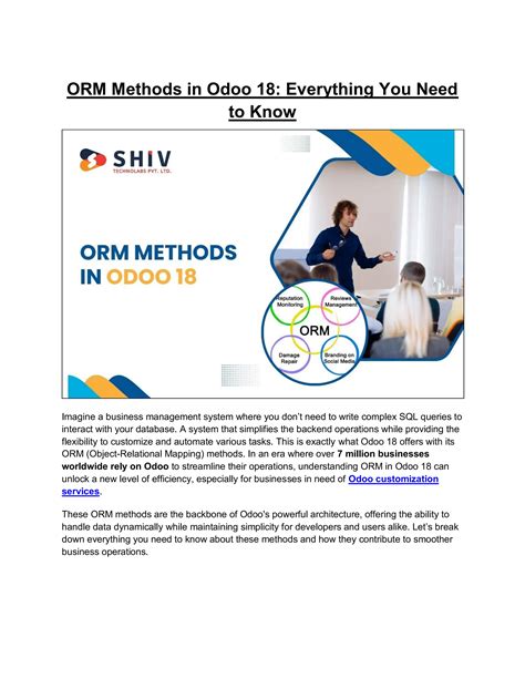 Understanding Orm In Odoo 18 Methods And Best Practices Pdf Search