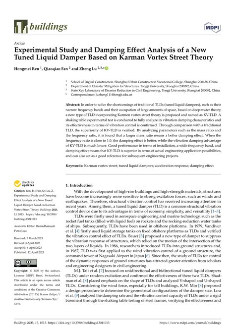 PDF Experimental Study And Damping Effect Analysis Of A New Tuned