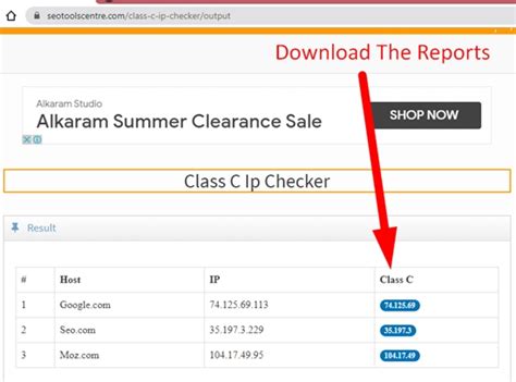 Bulk Class C IP Checker 100 Free SEO Tools Centre