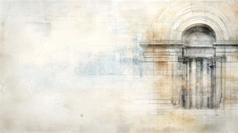Elegant Architectural Sketch Featuring A Classical Arch And Pillars