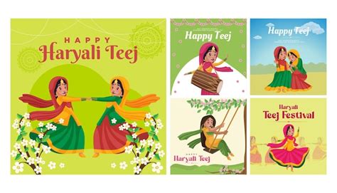 Premium Vector Happy Hariyali Teej Festival Banner Template Design