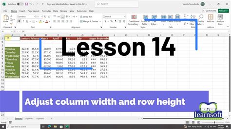 14 Adjust Column Width And Row Height In Excel Youtube