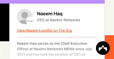 Naeem Haq Ceo At Nexlinx Networks The Org