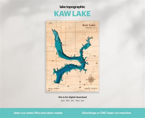 Lake House Decor Kaw Lake Map Svg Wood Wall Decor T Topographic