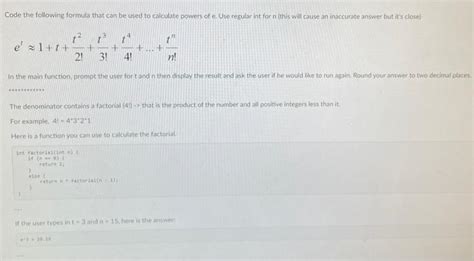 Solved Code The Following Formula That Can Be Used To Chegg