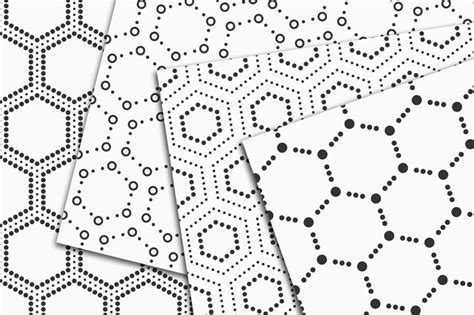 10 Dotted Hexagons Geometric Seamless Vector Patterns