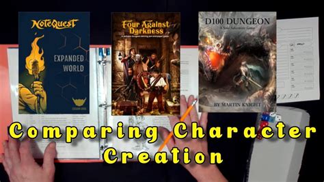 Notequest Four Against Darkness D100 Dungeon Comparing Character