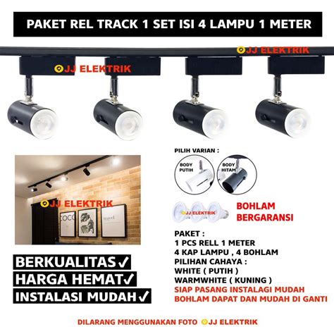 Jual Paket Lampu Sorot Rel 1 Set Isi 4 Rell 1 Meter Spotlight LED Track Light Lampu Hias