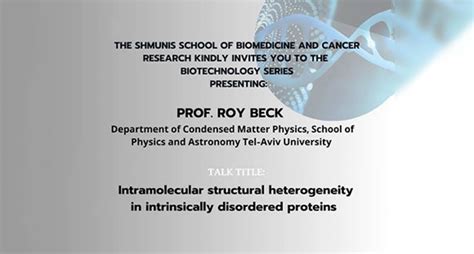 Shmunis School Seminar Prof Roy Beck The George S Wise Faculty Of