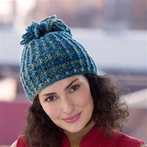 Free Easy Red Heart Looped Tassel Hat Knitting Pattern Yarnspirations