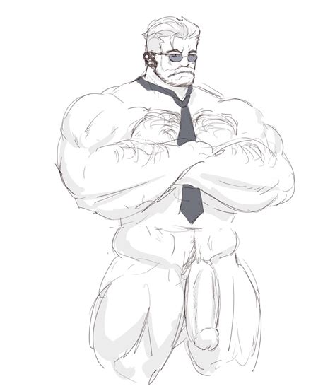 Rule 34 Balls Bara Beard Big Penis Chest Hair Crossed Arms Facial Hair Flaccid Male Male Only