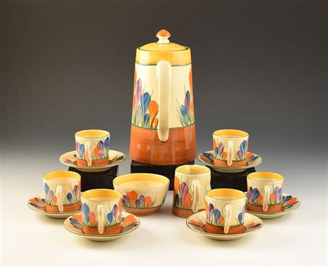 Clarice Cliff Early Crocus Tankard Coffee Set C 1929
