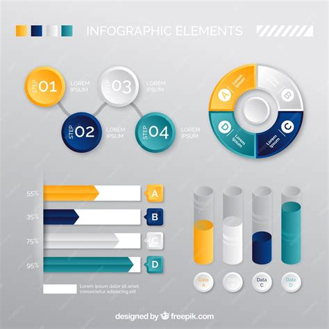 현실적인 디자인에 유용한 인포 그래픽 요소 무료 벡터