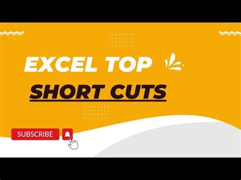Excel Top Short Cuts YouTube