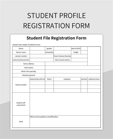 Student Profile Registration Form Excel Template And Google Sheets File
