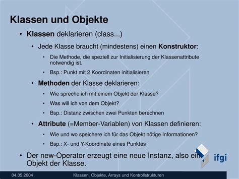 Ppt Sitzung 3 Klassen Objekte Arrays Und Kontrollstrukturen