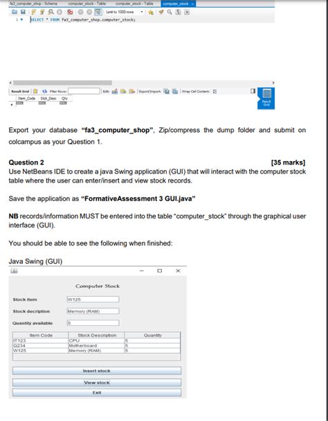 Question 1 15 Marks Use MySQL Workbench To Create A Chegg