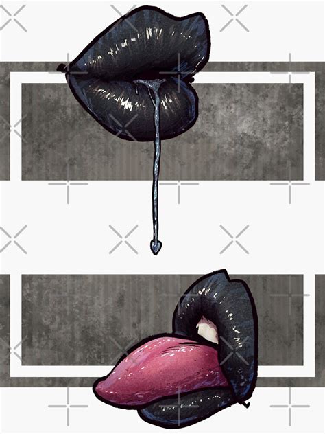 Black Goth Lips Spit Sticker For Sale By Ossuanart Redbubble