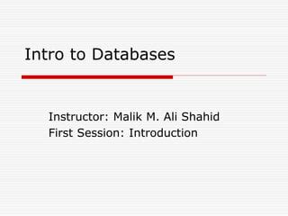 Lesson Intro To Databases PPT