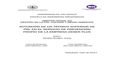 ActuaciÓn De Un TÉcnico Superior De Prl En El Servicio De Uvadocuva